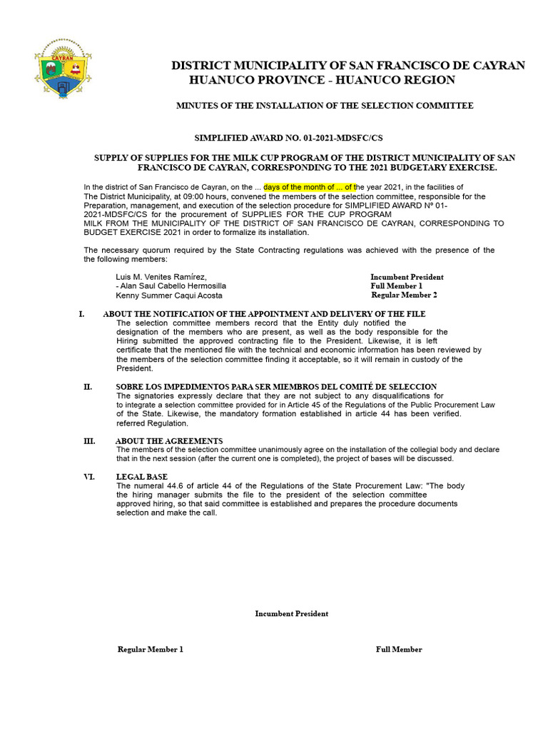 Minutes of The Installation of The Selection Committee | PDF | Justice ...
