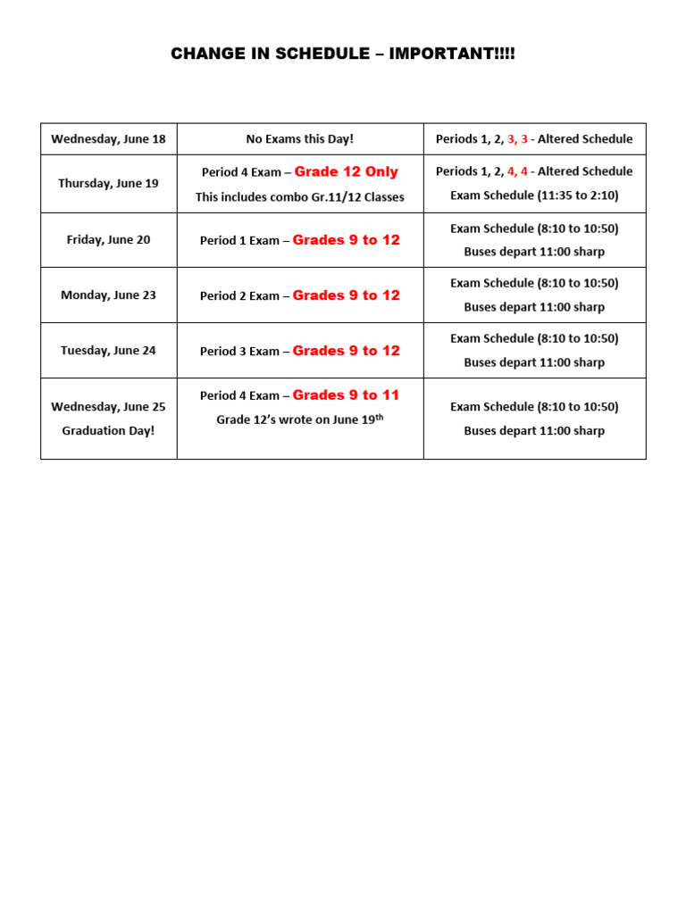 Change in Schedule | PDF