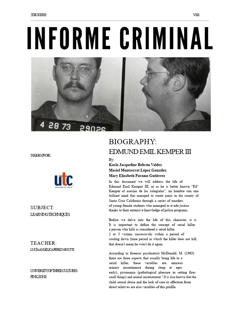 Edmund Kemper: Serial Killer Biography | PDF | Serial Killer ...