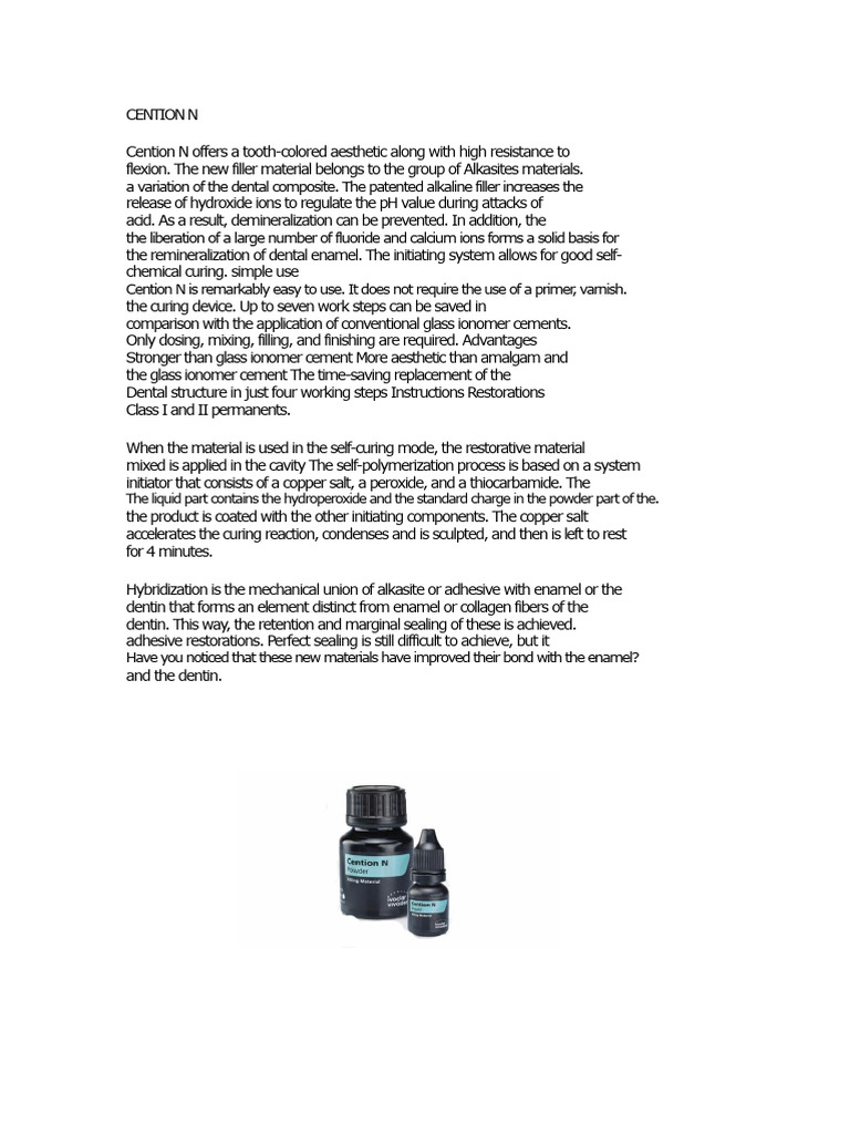 Cention N: Advanced Tooth-Colored Filler | PDF | Tooth Enamel | Materials
