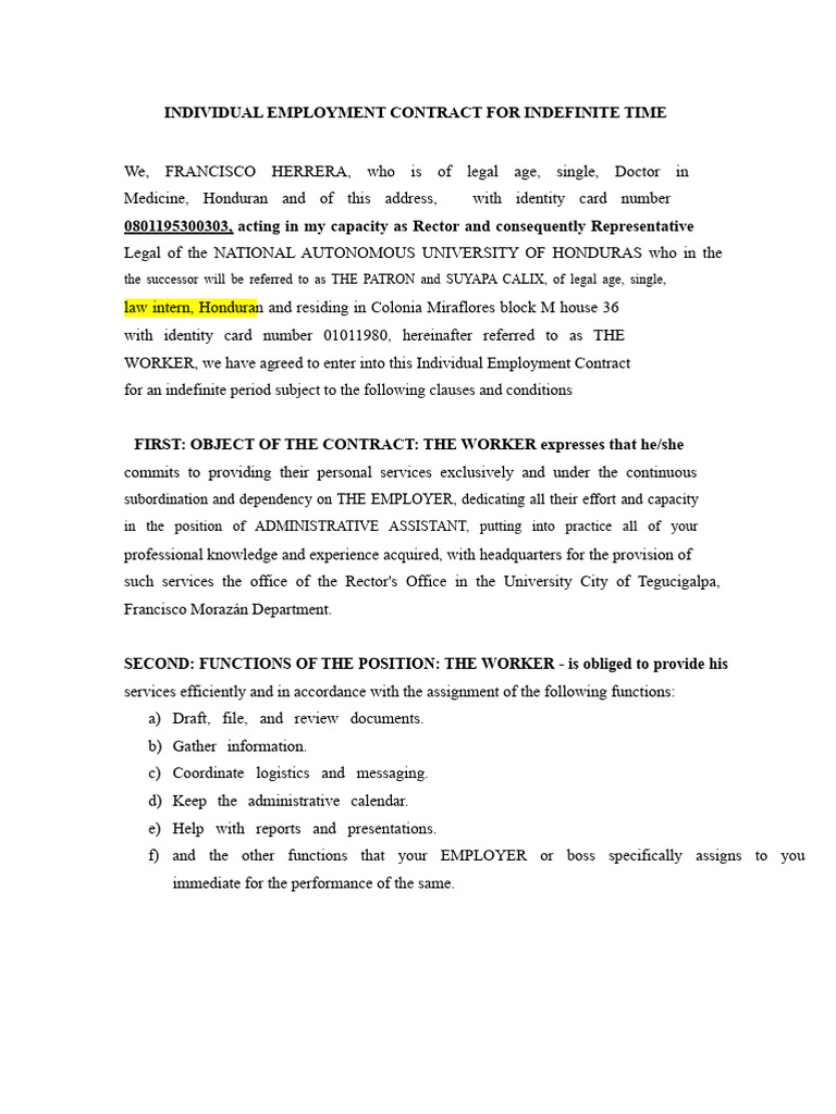 Indefinite Employment Contract | PDF | Employment | Labour Law