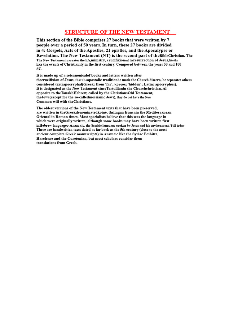 Structure and Composition of the New Testament | PDF