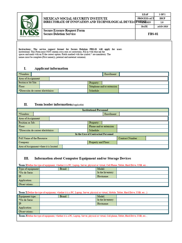 Annex - Safe Deletion Request Institutional-Unique | PDF | Personal ...