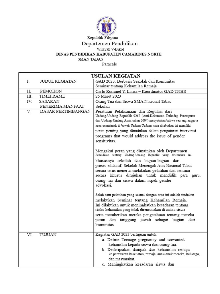 Proposal tentang Kehamilan Dini | PDF
