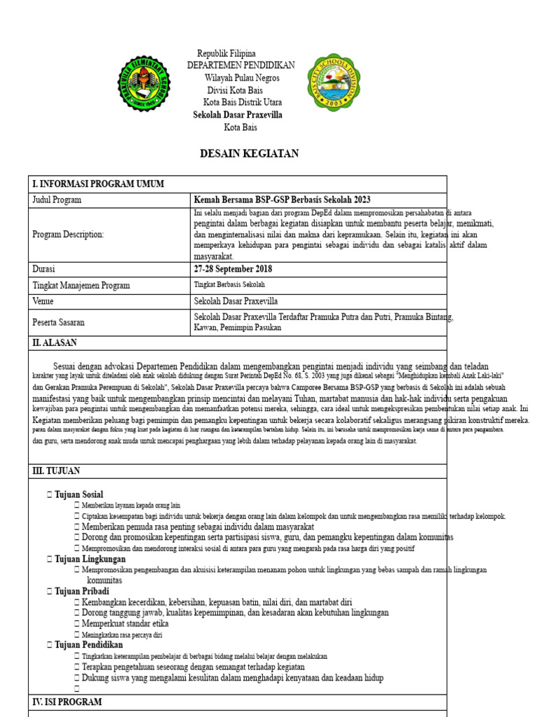 DESAIN KEGIATAN GSP BSP | PDF