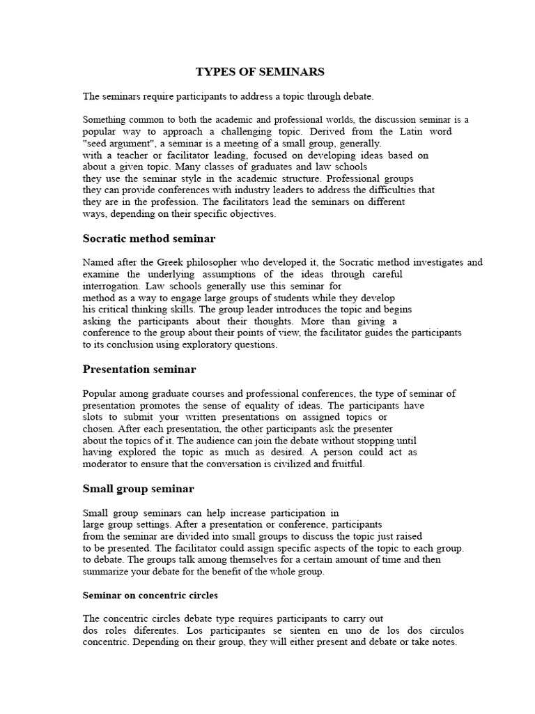 Types of Academic and Professional Seminars | PDF | Cursor (User Interface)