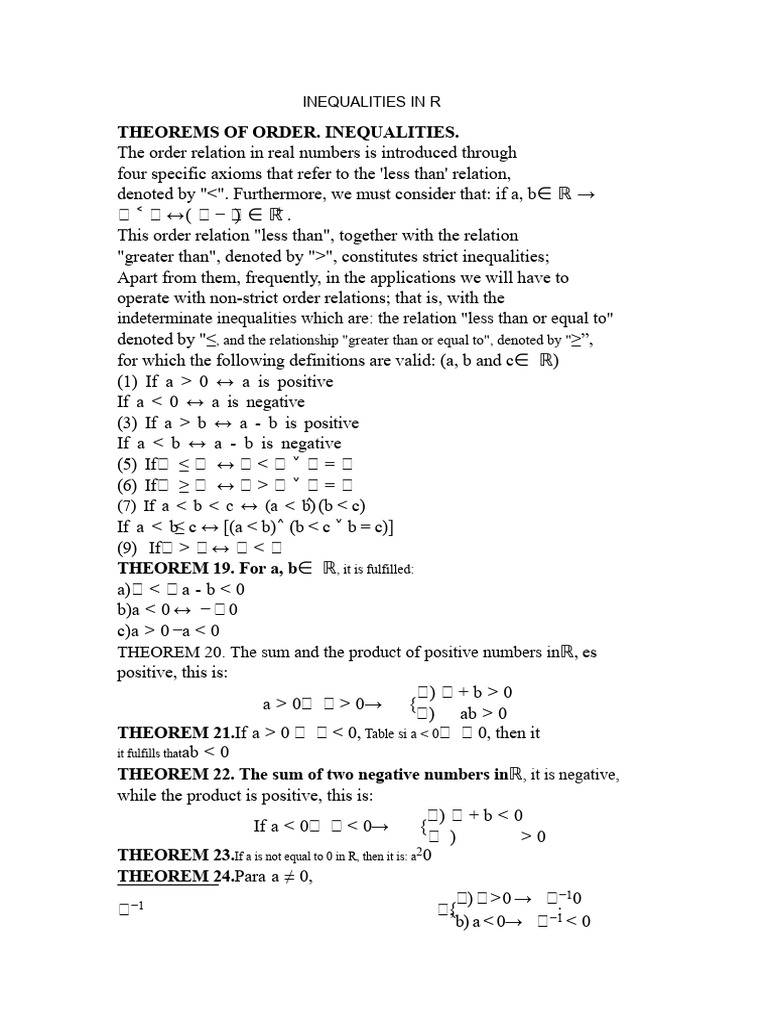 Inequalities and Theorems in R | PDF | Inequality (Mathematics ...