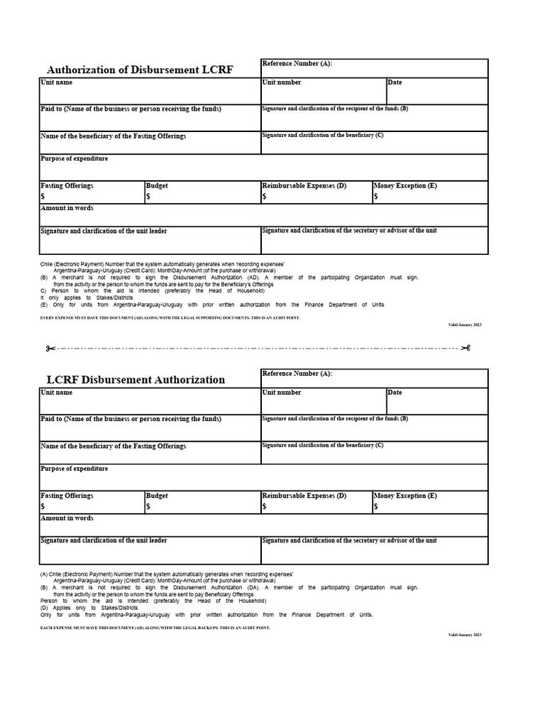 Disbursement Authorization 2023 | PDF | Credit Card | Expense