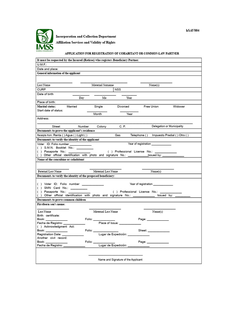 Application For Registration of Concubine or Concubinary | PDF | Identity Document | Authentication