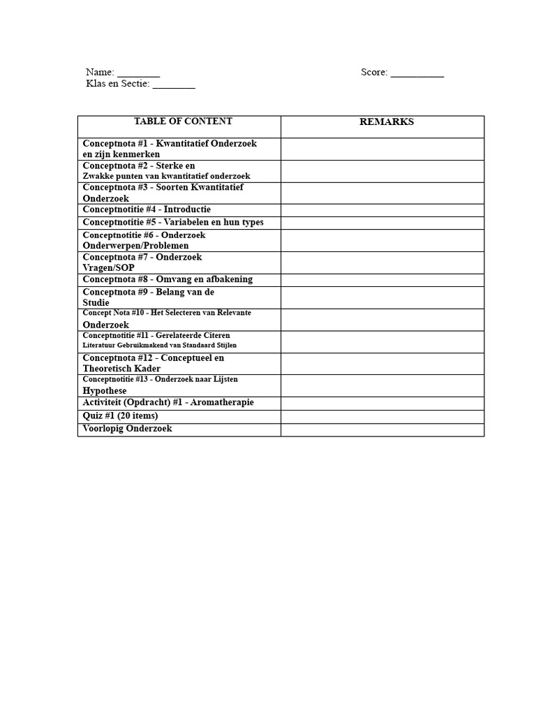 Inhoudsopgave in Pr2 | PDF