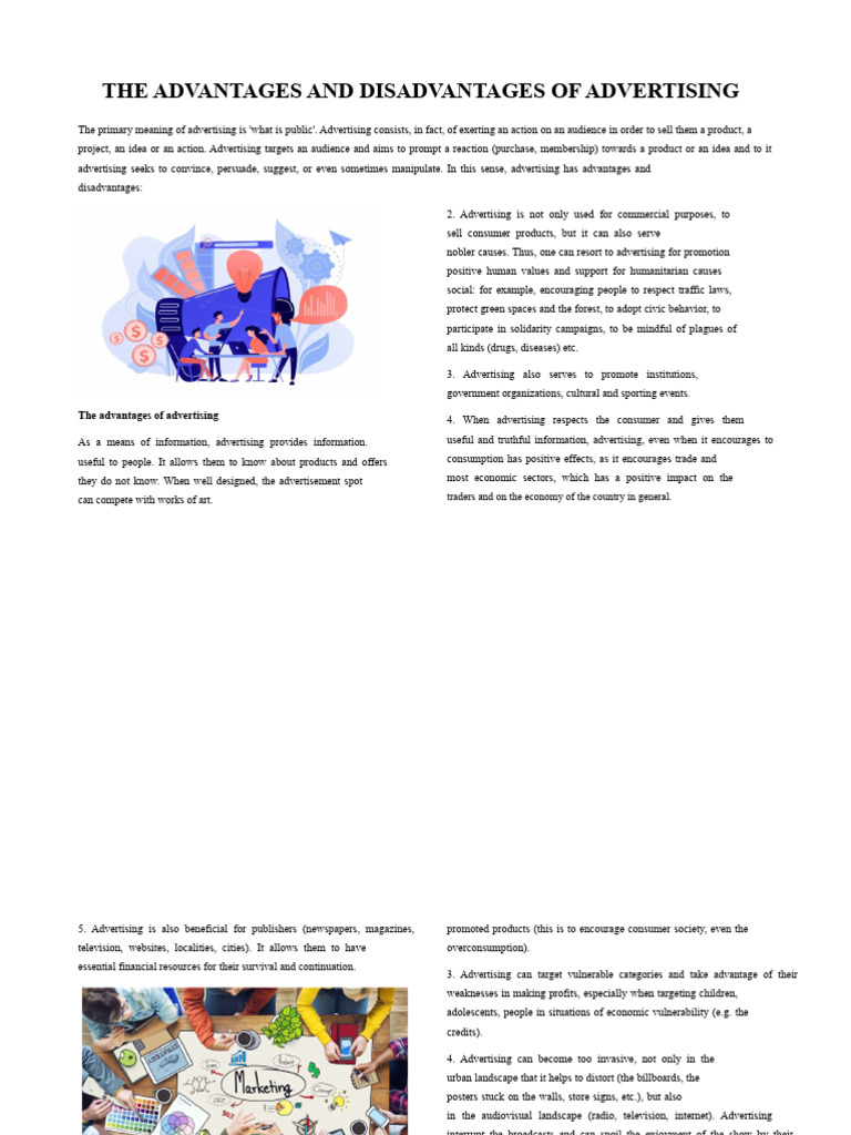 Advantages and Disadvantages of Advertising | PDF | Advertising ...
