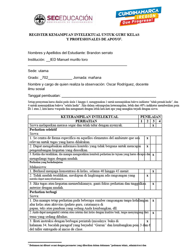 Penilaian Keterampilan Intelektual Siswa | PDF