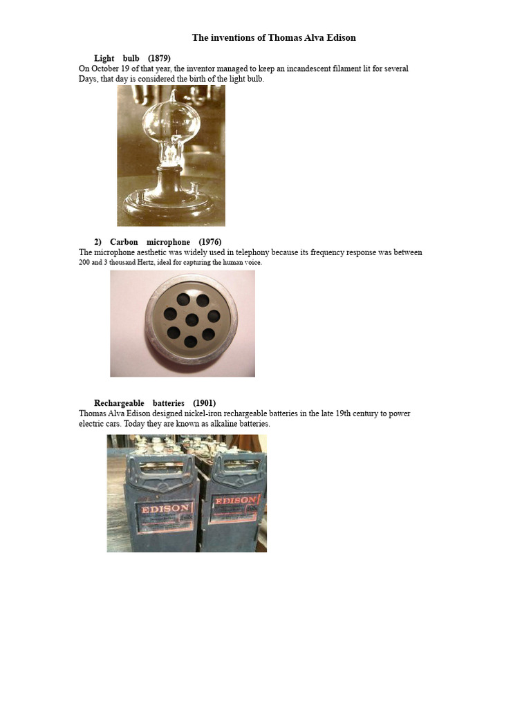 Thomas Edison’s Key Inventions Explained | PDF