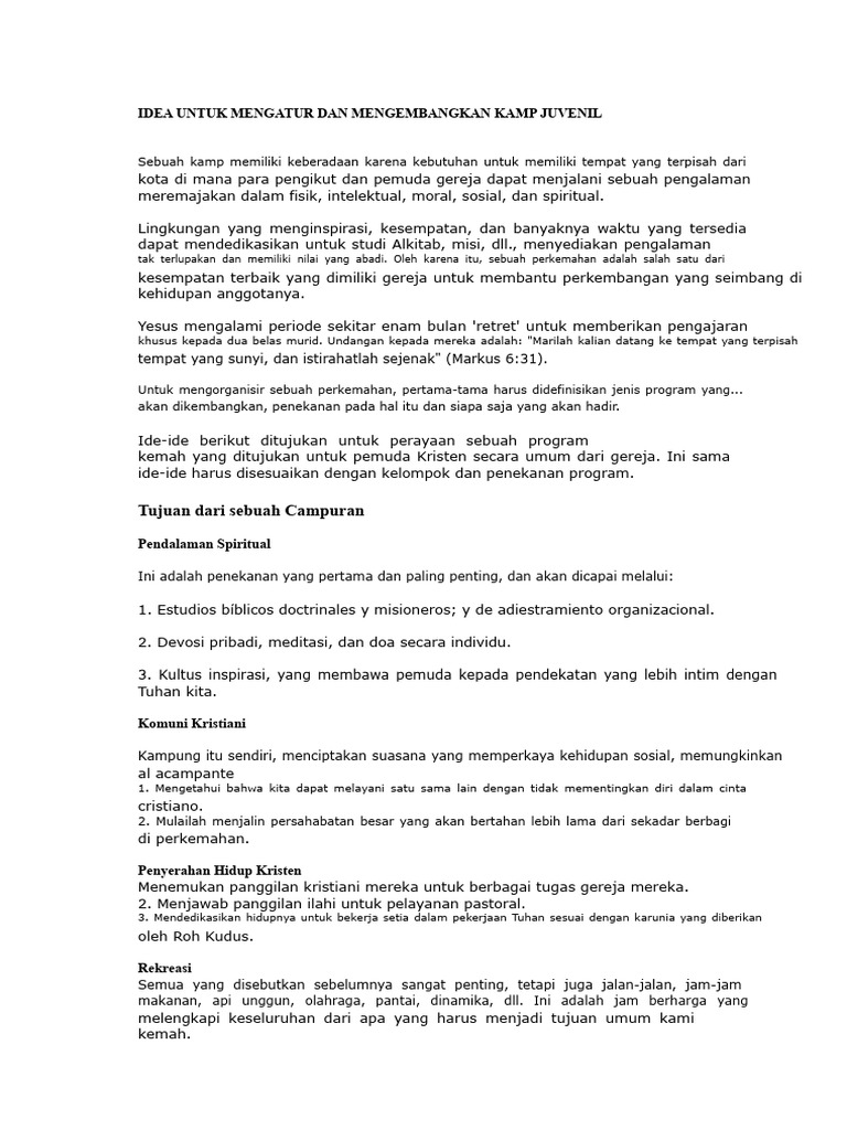 Ide Pengembangan Kamp Pemuda Kristen | PDF