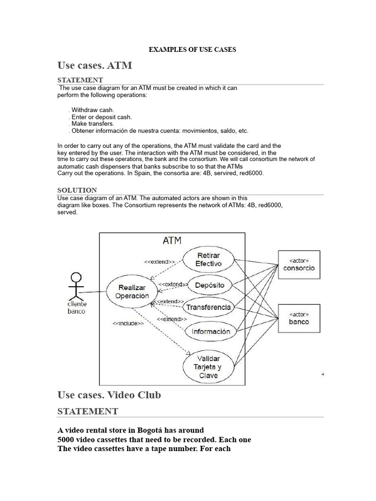 ATM and Video Rental Use Cases | PDF | Videotape | Computing