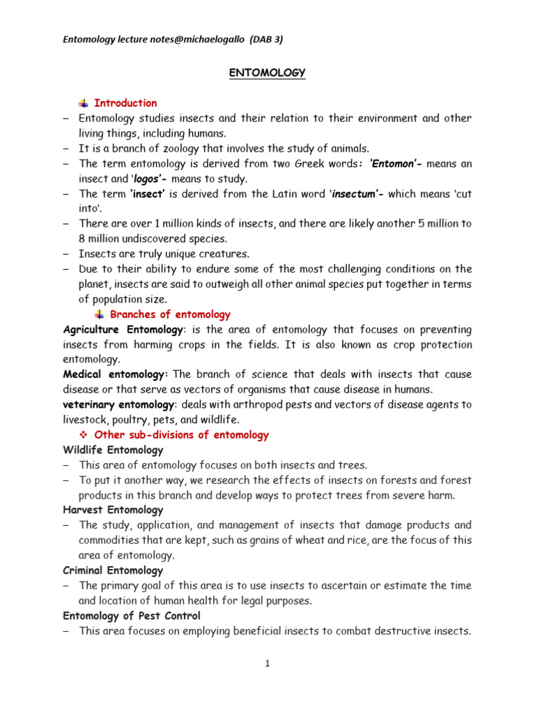 Entomology (V1) | PDF | Insects | Pest (Organism)