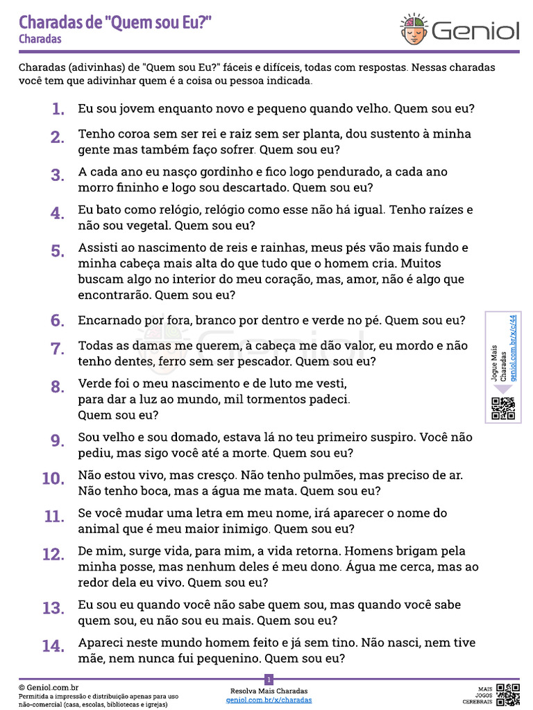 Riddles of Who Am I | PDF