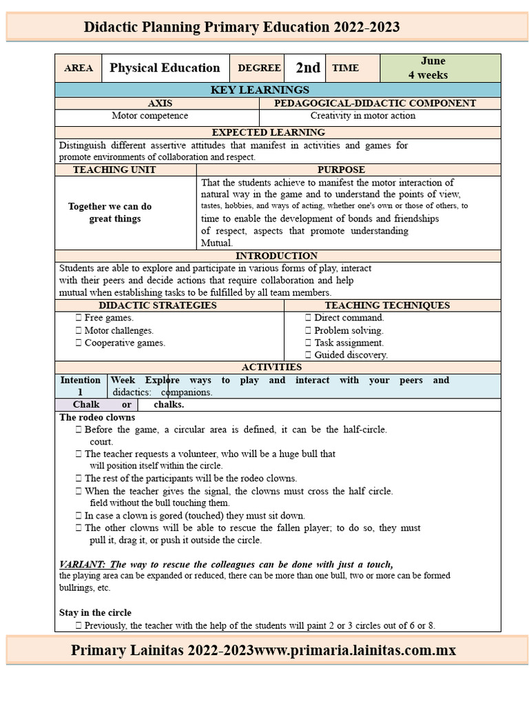 June - 2nd Grade Physical Education (2022-2023) | PDF | Collaboration ...