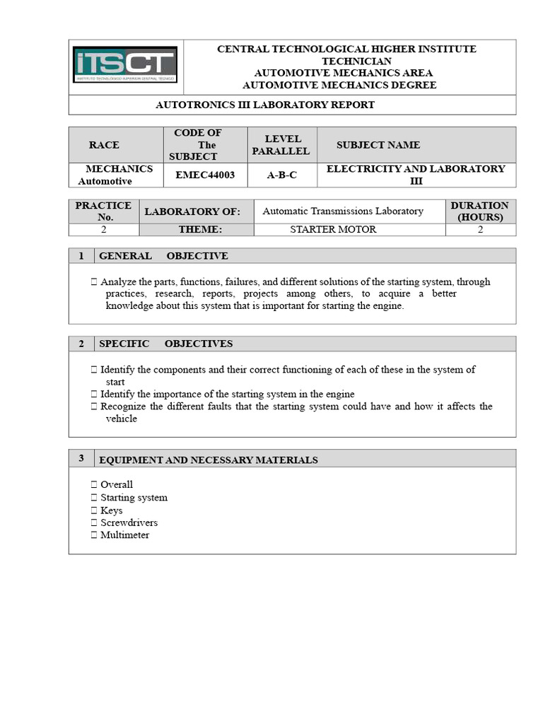Starter Motor Analysis and Testing Guide | PDF | Electric Motor | Engines