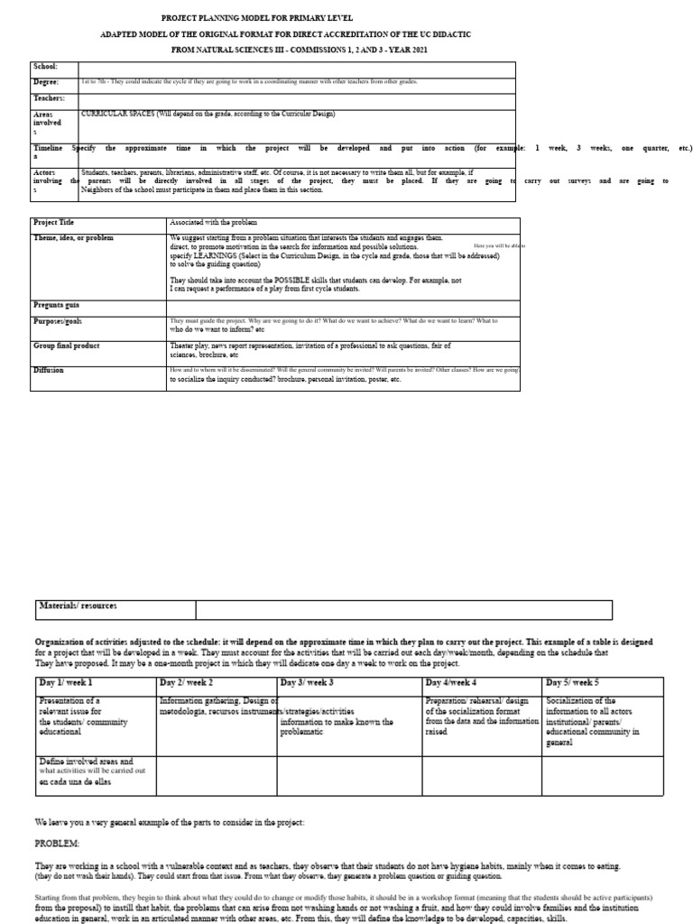 Final Work PROJECT PLANNING FOR PRIMARY LEVEL 1 | PDF | Information ...