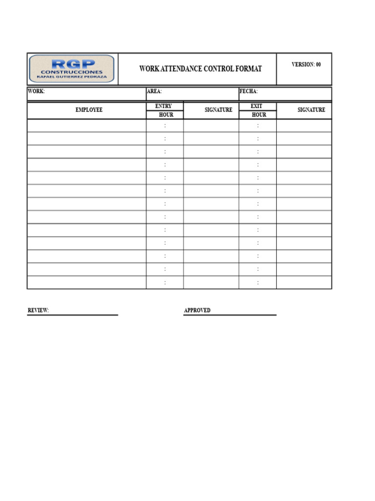 Labor Attendance Control Format | PDF