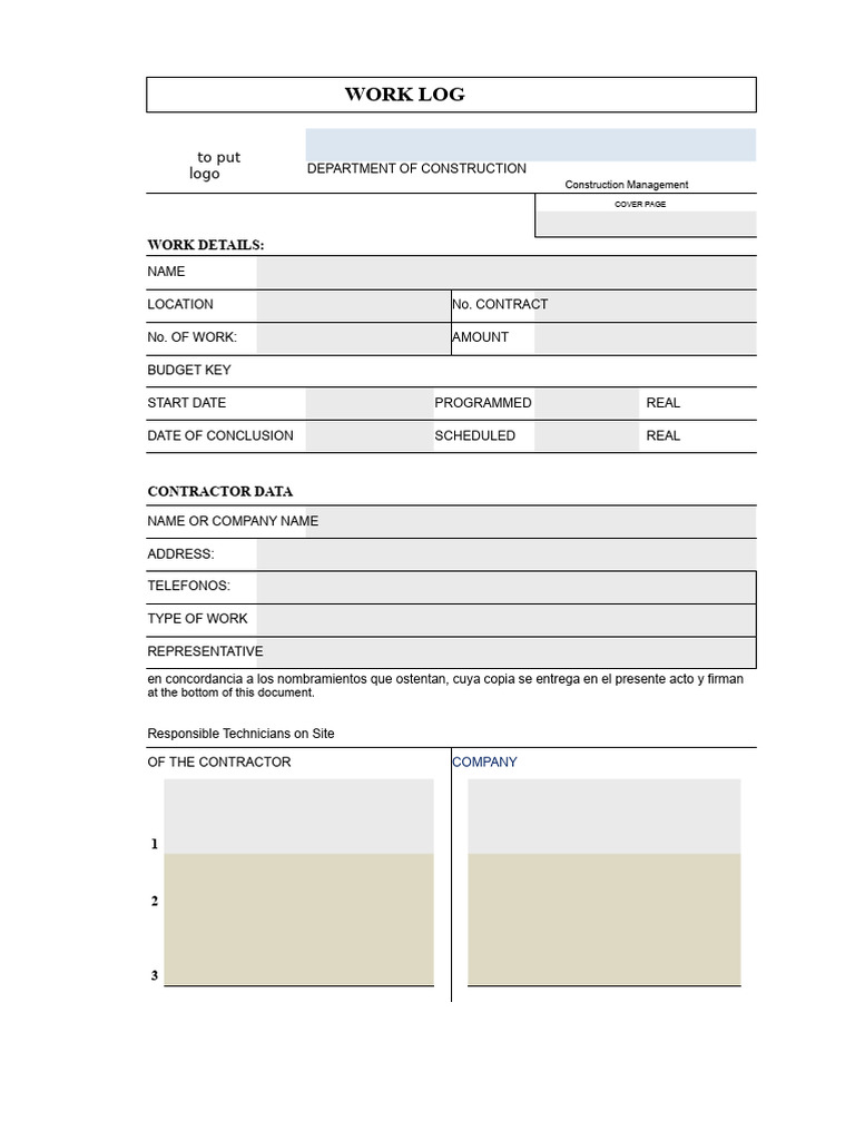 Construction Work Log Template | PDF