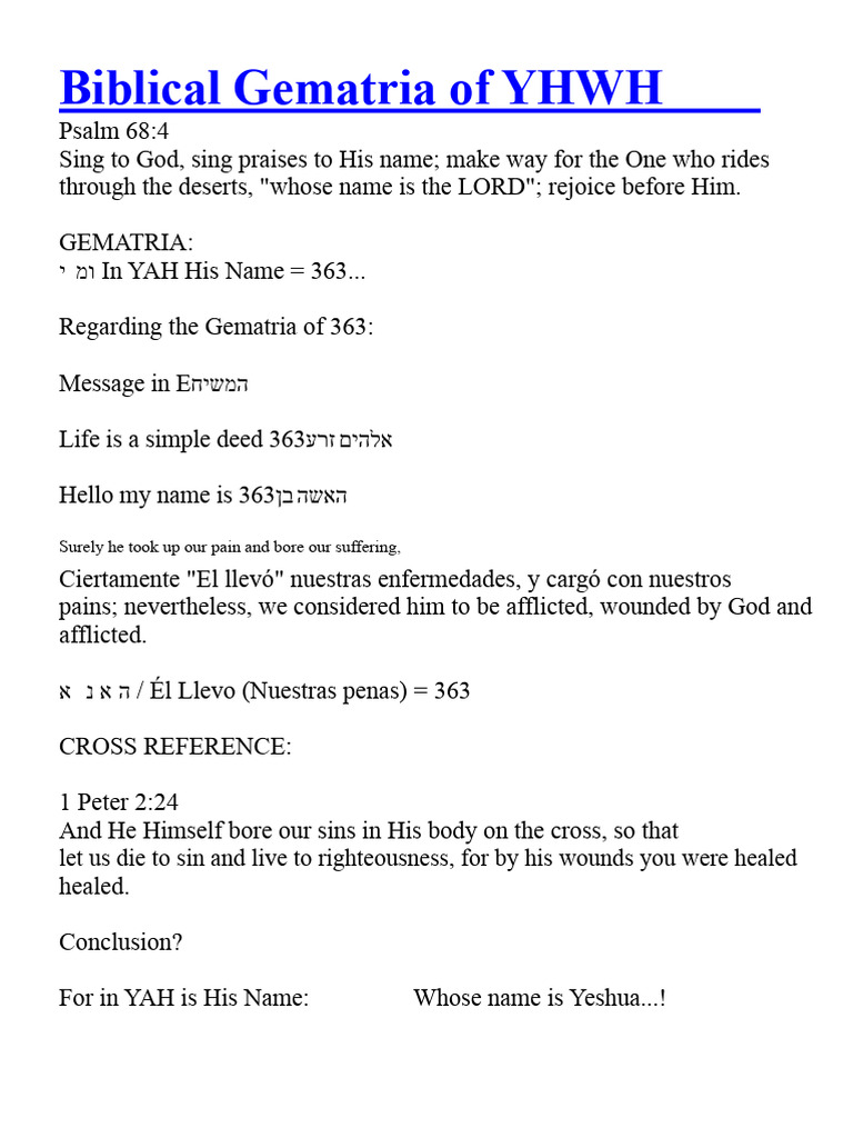 Biblical Gematria of YHWH Explained | PDF | Archery | Chabad