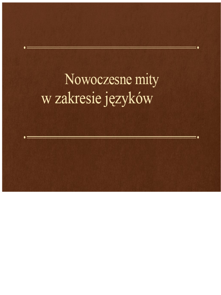 Nowoczesne Mity Dotyczące Języków | PDF