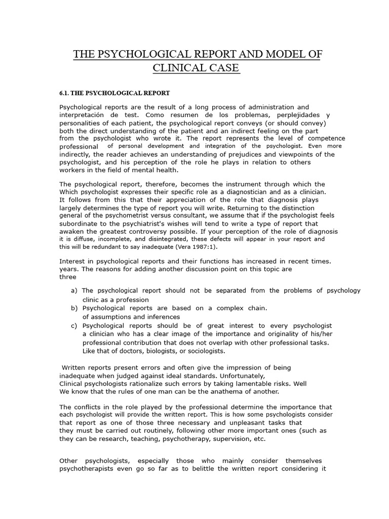 Understanding Psychological Reports | PDF | Psychology | Psychologist