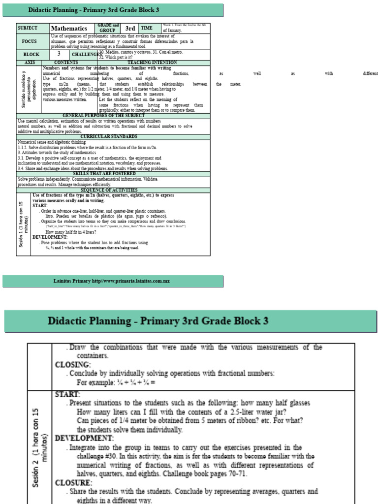 3rd Grade Plan Block 3 Mathematics 2016 2017 | PDF | Numbers | Mathematics