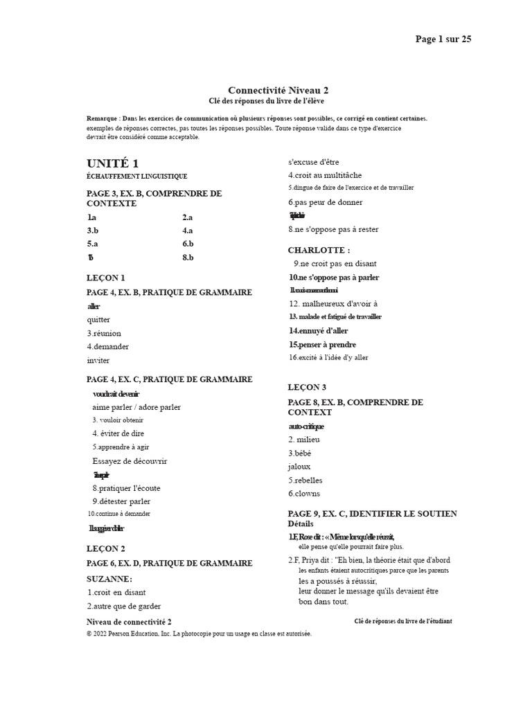 Clé Des Réponses Du Livre de L'élève CTY2 | PDF | Nourritures