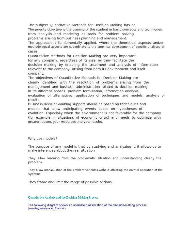 Quantitative Methods for Business Decisions | PDF | Quantitative ...