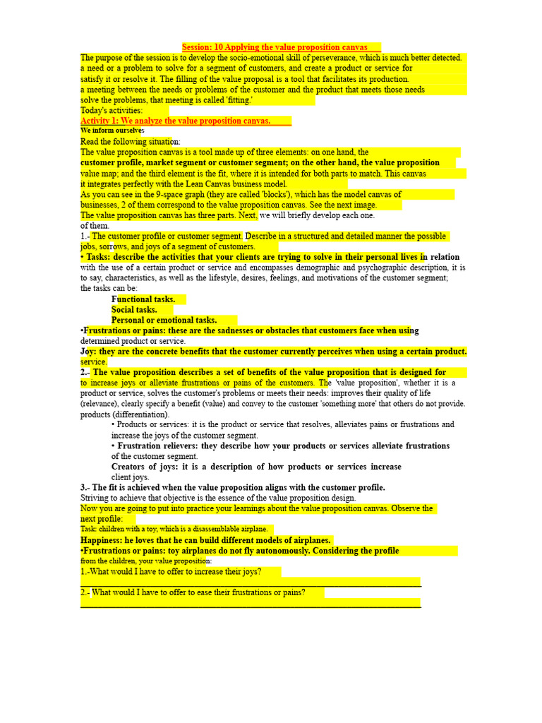 Value Proposition Canvas Explained | PDF | Market Segmentation | Lean ...