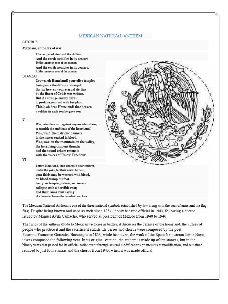 Mexican National Anthem and State of Mexico | PDF