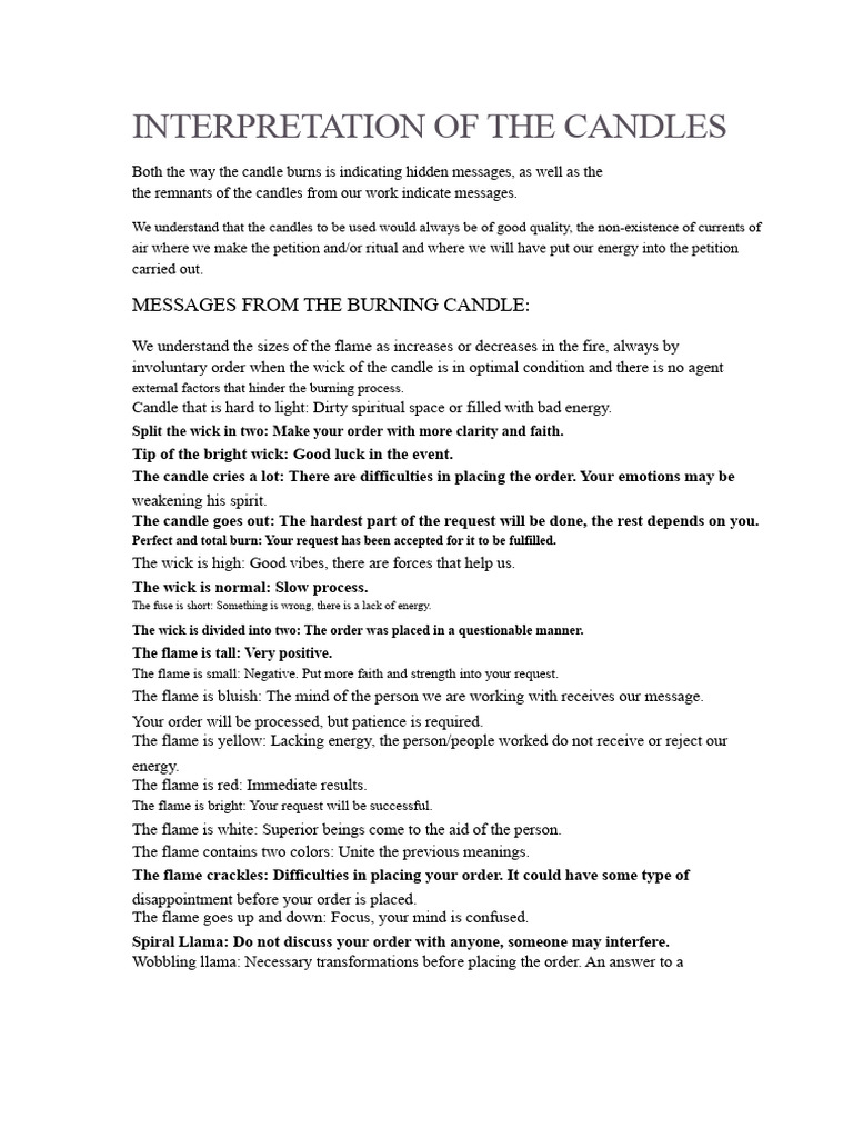 Candle Burning Interpretations Guide | PDF | Luck