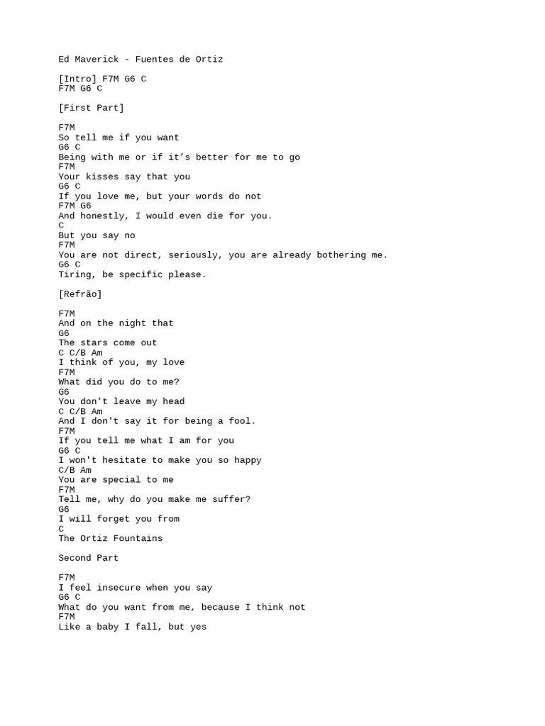 Ed Maverick - Fuentes de Ortiz Lyrics | PDF