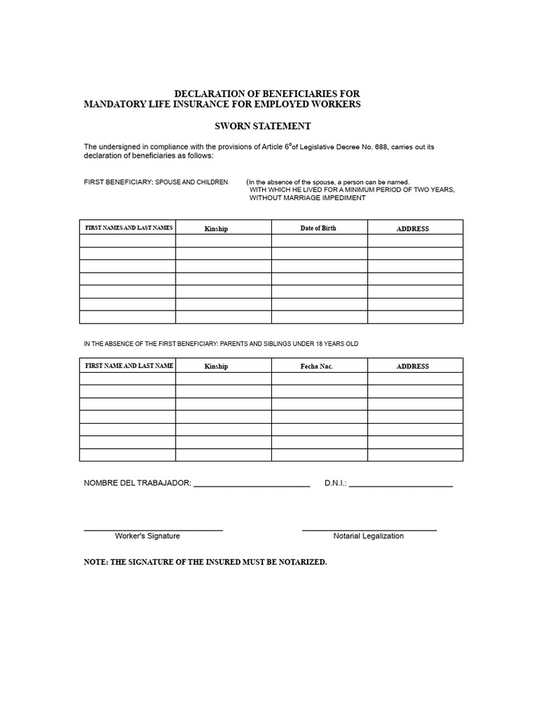 Beneficiary Declaration | PDF