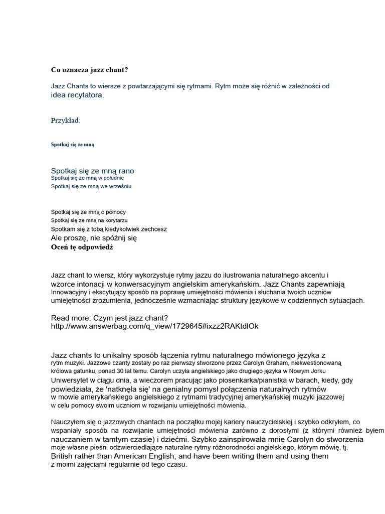 Co To Jest Jazz Chant? | PDF