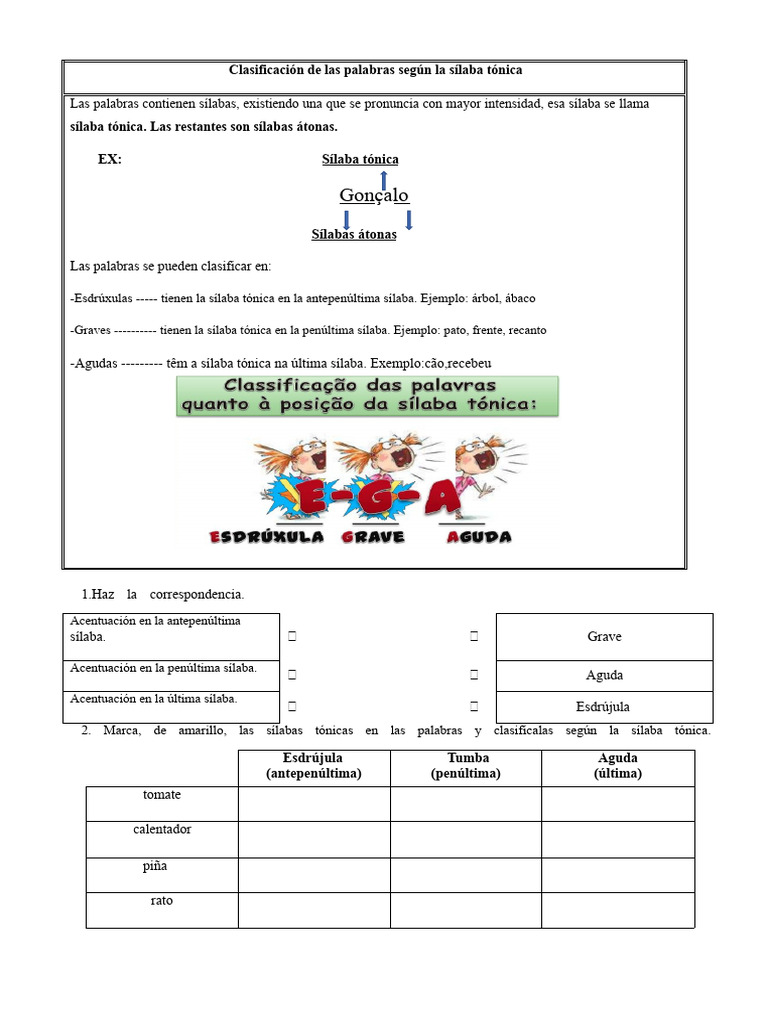 Clasificación de Las Palabras Según La Sílaba Tónica | PDF