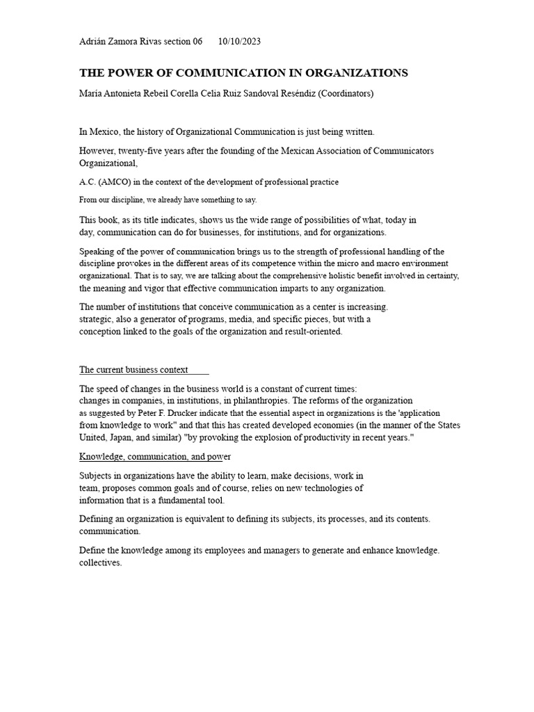 Power of Communication in Organizations | PDF | Communication | Information