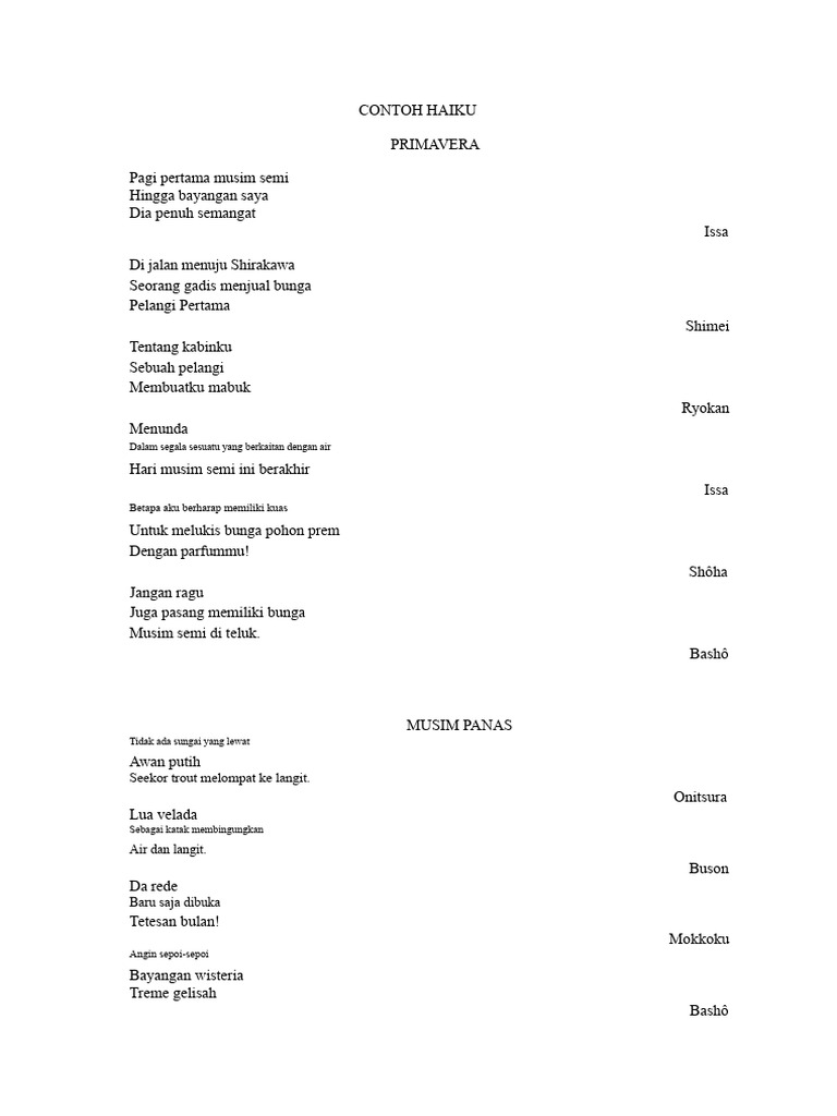 Contoh Haiku | PDF