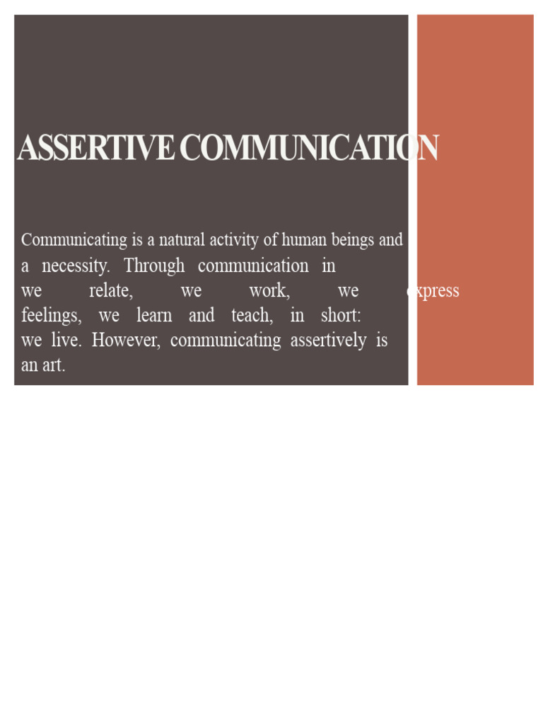 Assertive Communication Pdf Communication Self Esteem