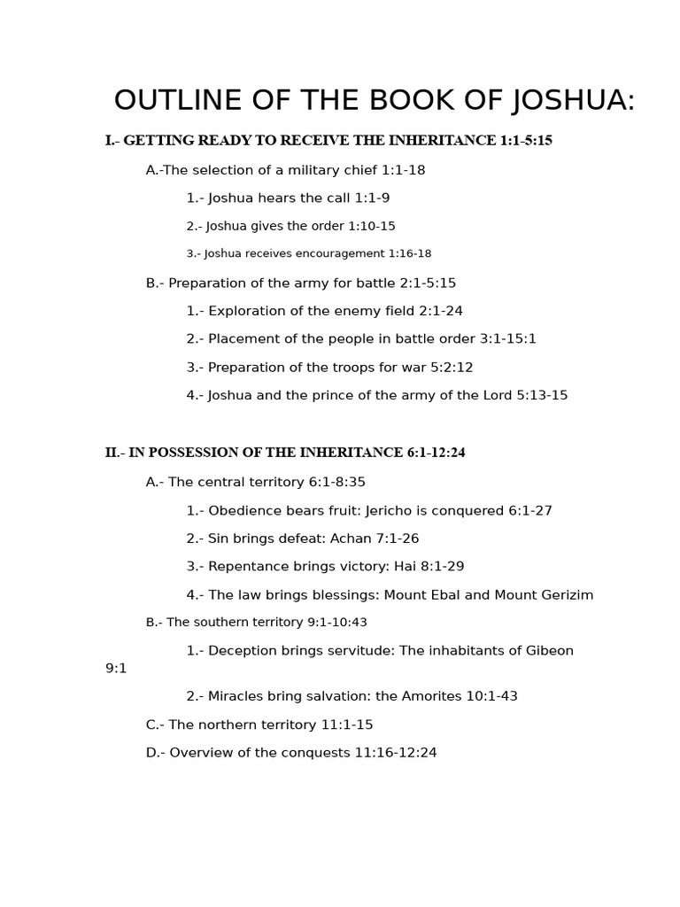 Outline of the Book of Joshua | PDF