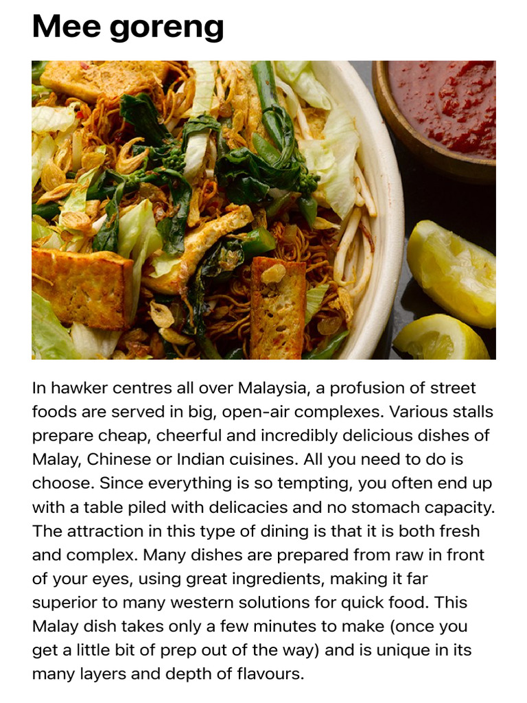 Mee Goreng Recipe - Ottolenghi Recipes | PDF