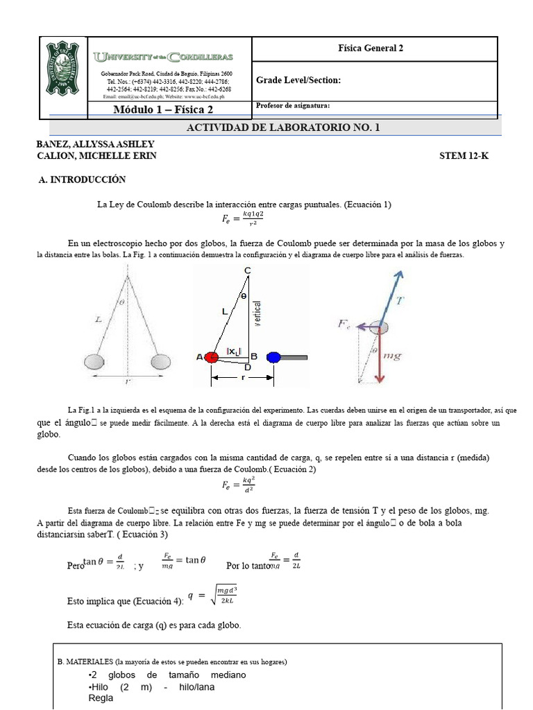 Ley de Coulomb: Experimento con Globos | PDF | Fuerza | Experimentar