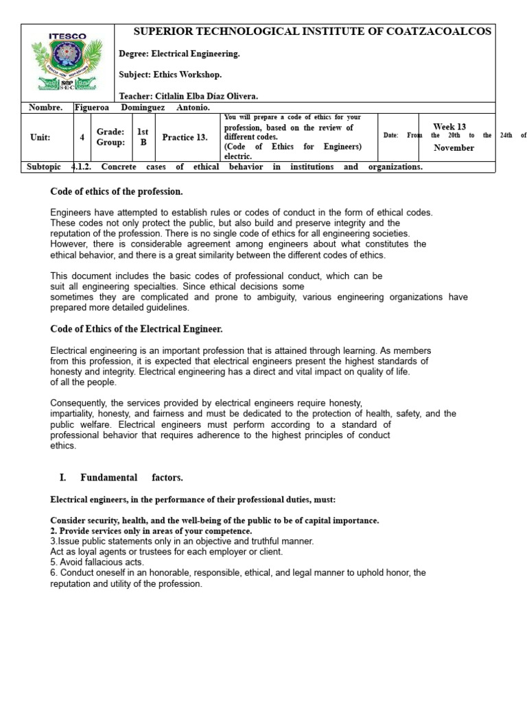 Codes of Ethics For Electrical Engineers | PDF | Employment | Informed Consent