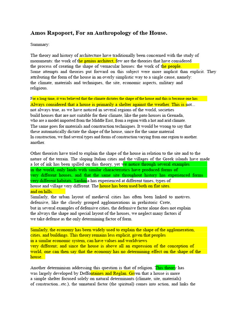Reading Sheet For An Anthropology of The House | PDF | Anthropology ...