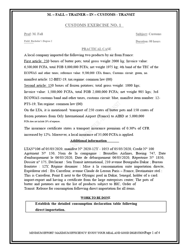 Customs Exercise Series On The Declaration of Release For Consumption ...