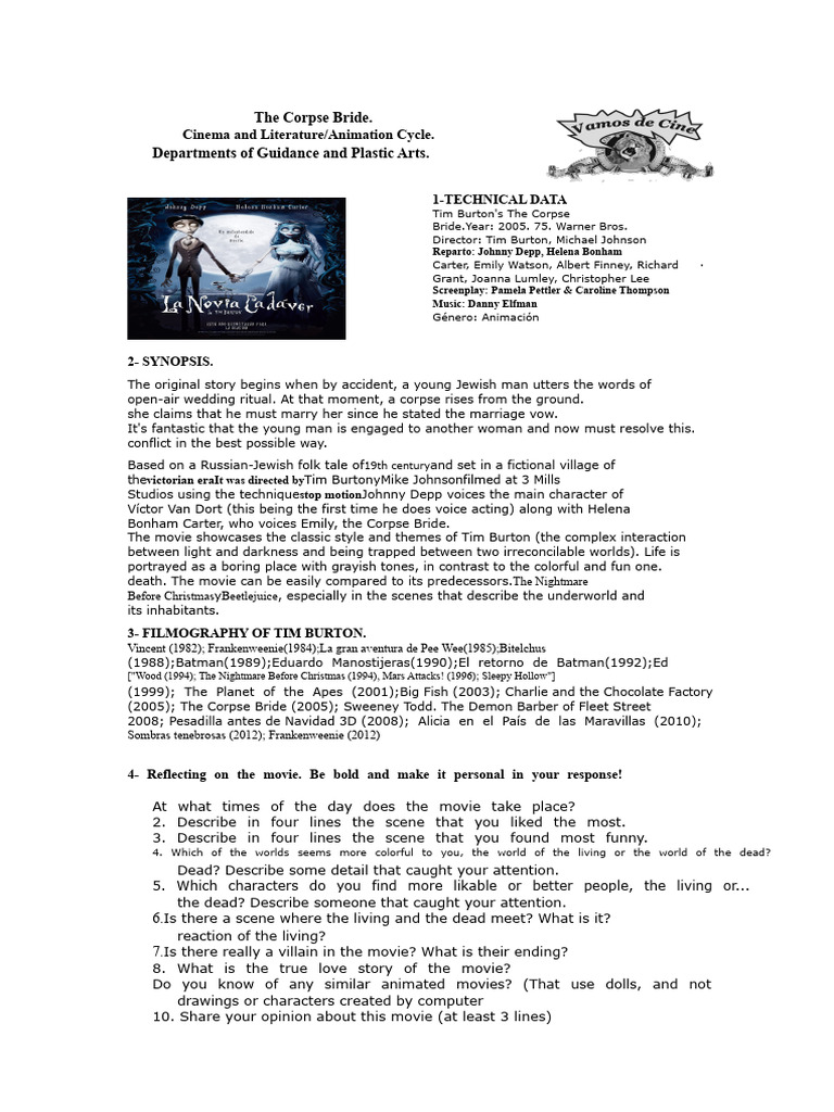 Tim Burton's The Corpse Bride Overview | PDF