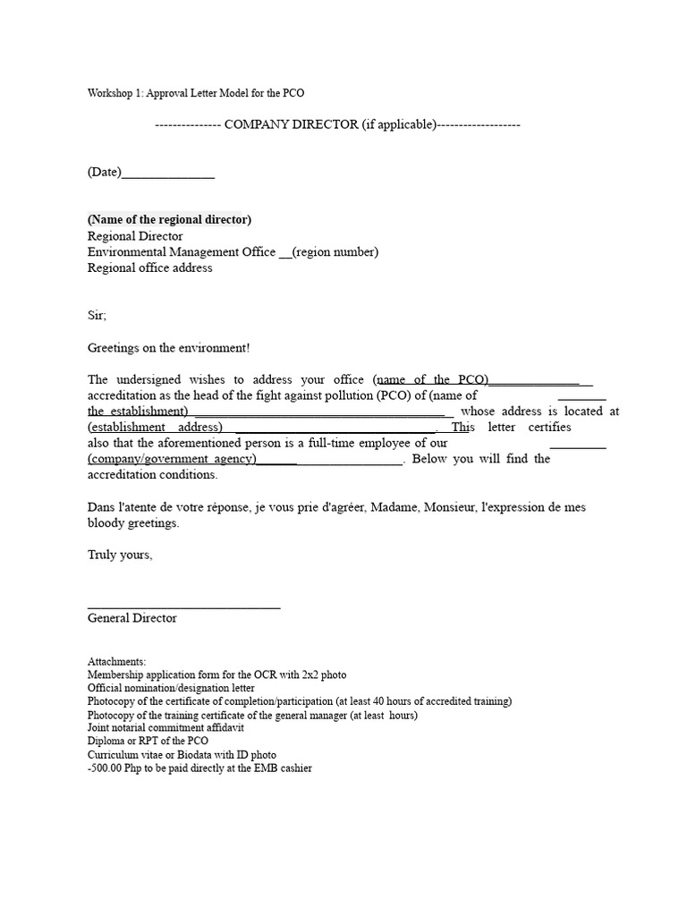 Example of A Nomination and Approval Letter | PDF